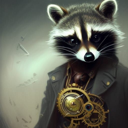 Steampunk Raccoon 4 - AI Generated Artwork - NightCafe Creator