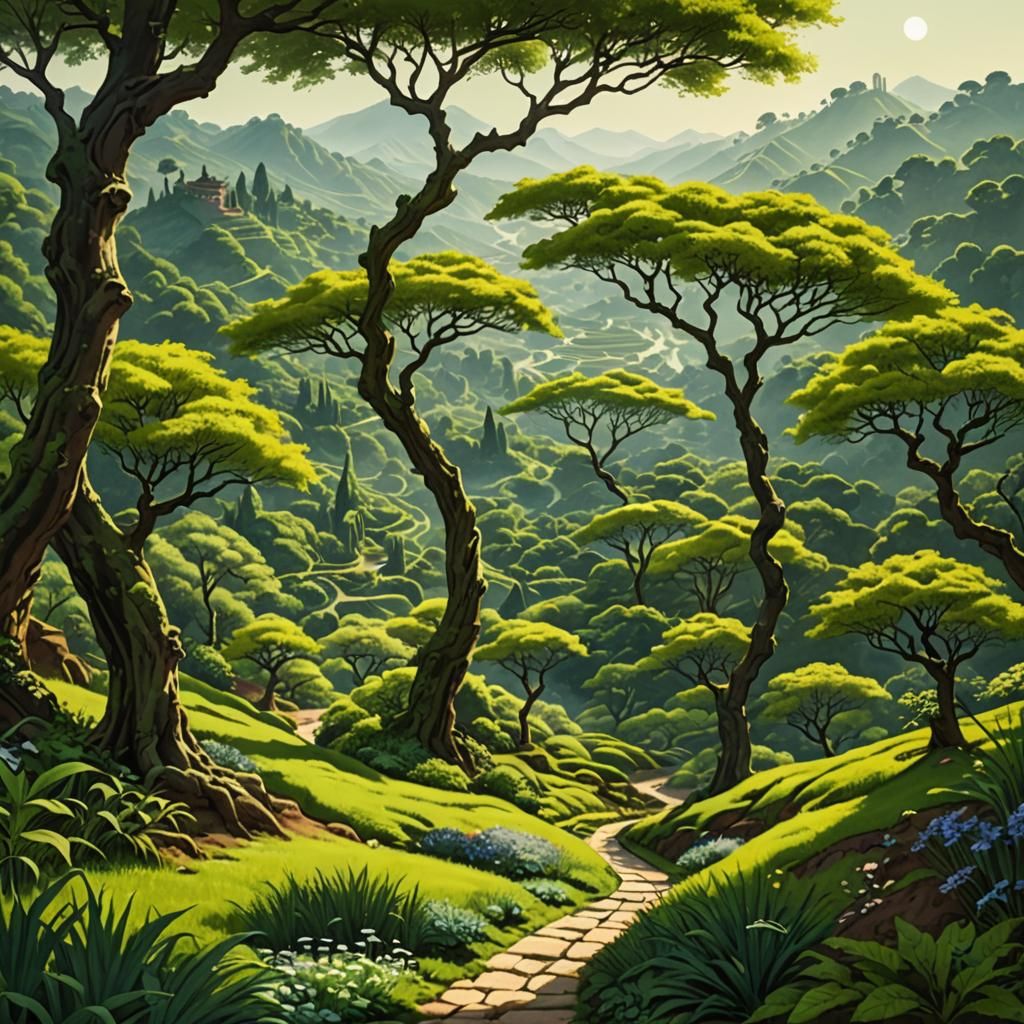 And there were gardens bright with sinuous rills, Where blossomed many ...