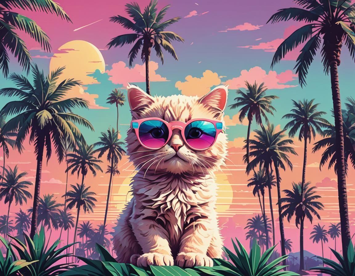 Vaporwave cat - AI Generated Artwork - NightCafe Creator