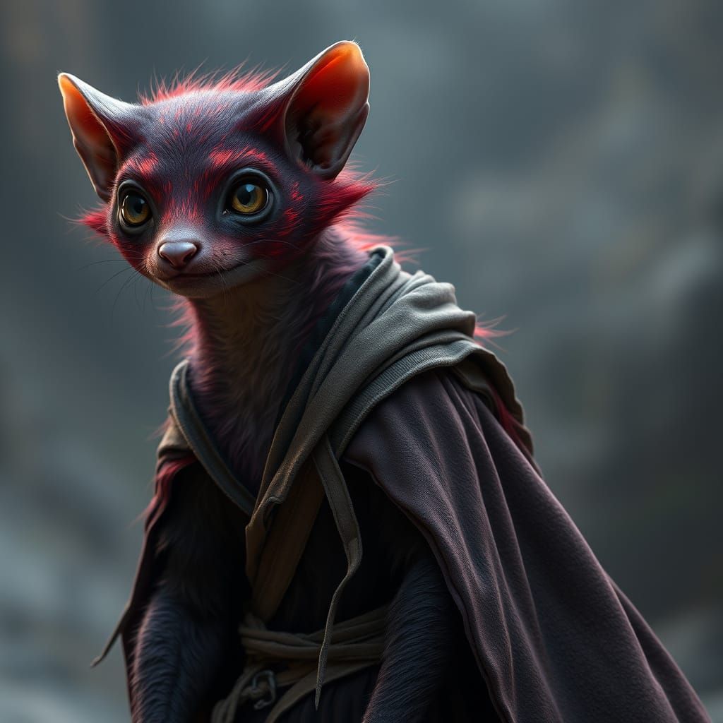 Mysterious, Red-Furred, Bipedal Creature in Sci-Fi... - AI Art