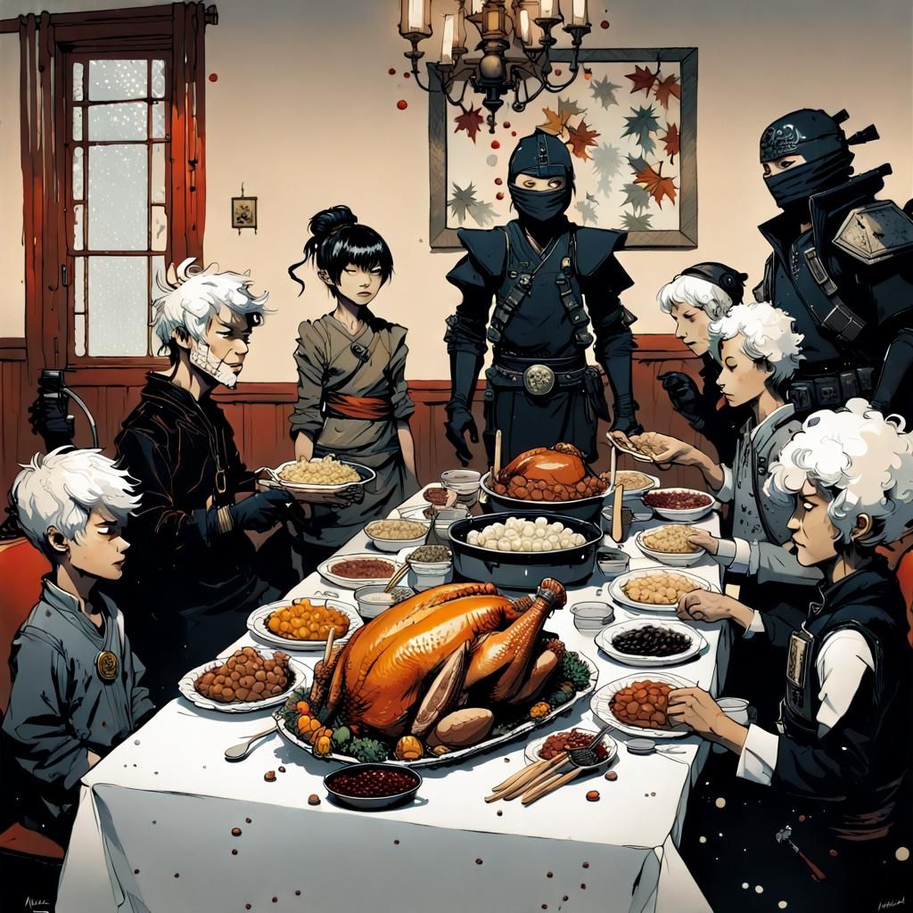Ninja Thanksgiving - AI Generated Artwork - NightCafe Creator