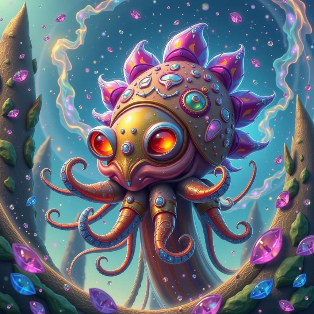 Iridescent Spider-Octopus Explores Dreamlike Nebul... - AI Art
