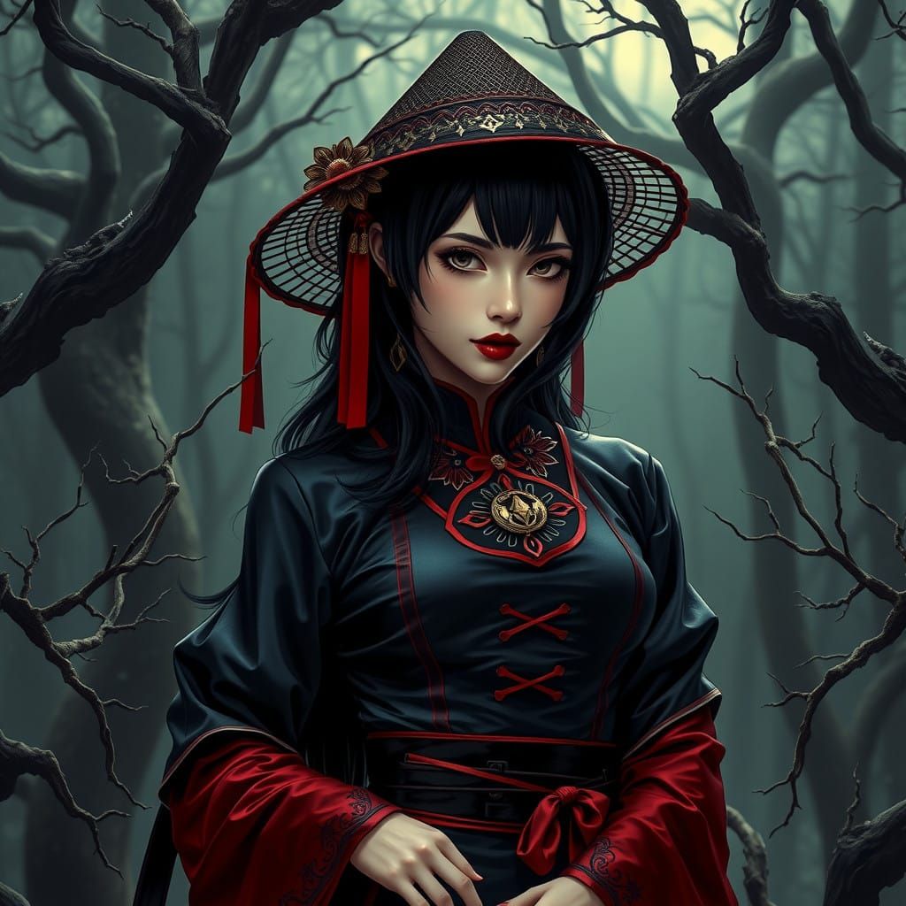 Rita - Dark Gothic Samurai Goddess in Mystic Forest