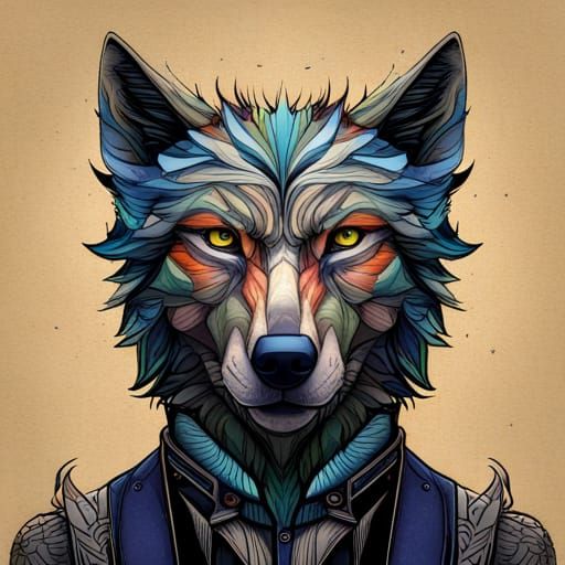 Dramatic cinematic: hybrid animal man wild wolf, exquisite 3d digital ...