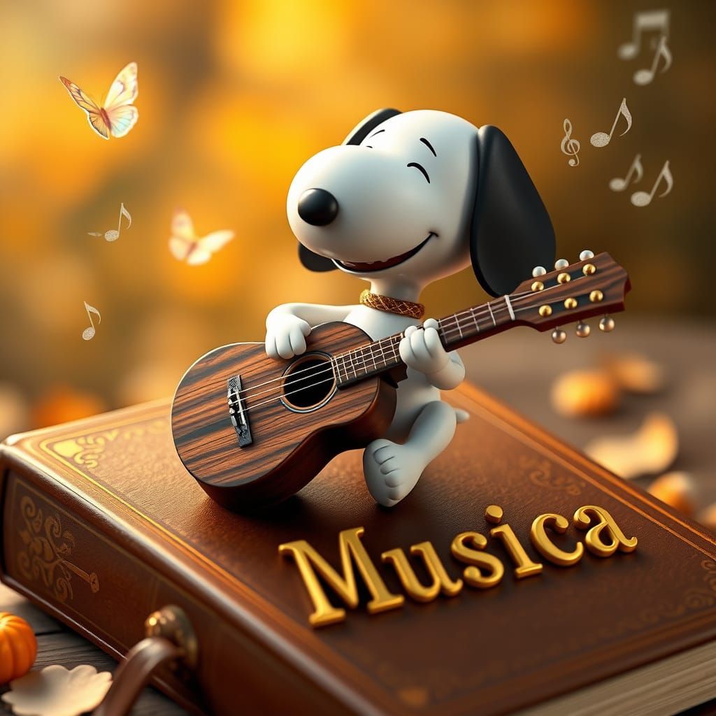 Music Snoopy - Charming Chibi Snoopy Plays Guitar in a Magic...