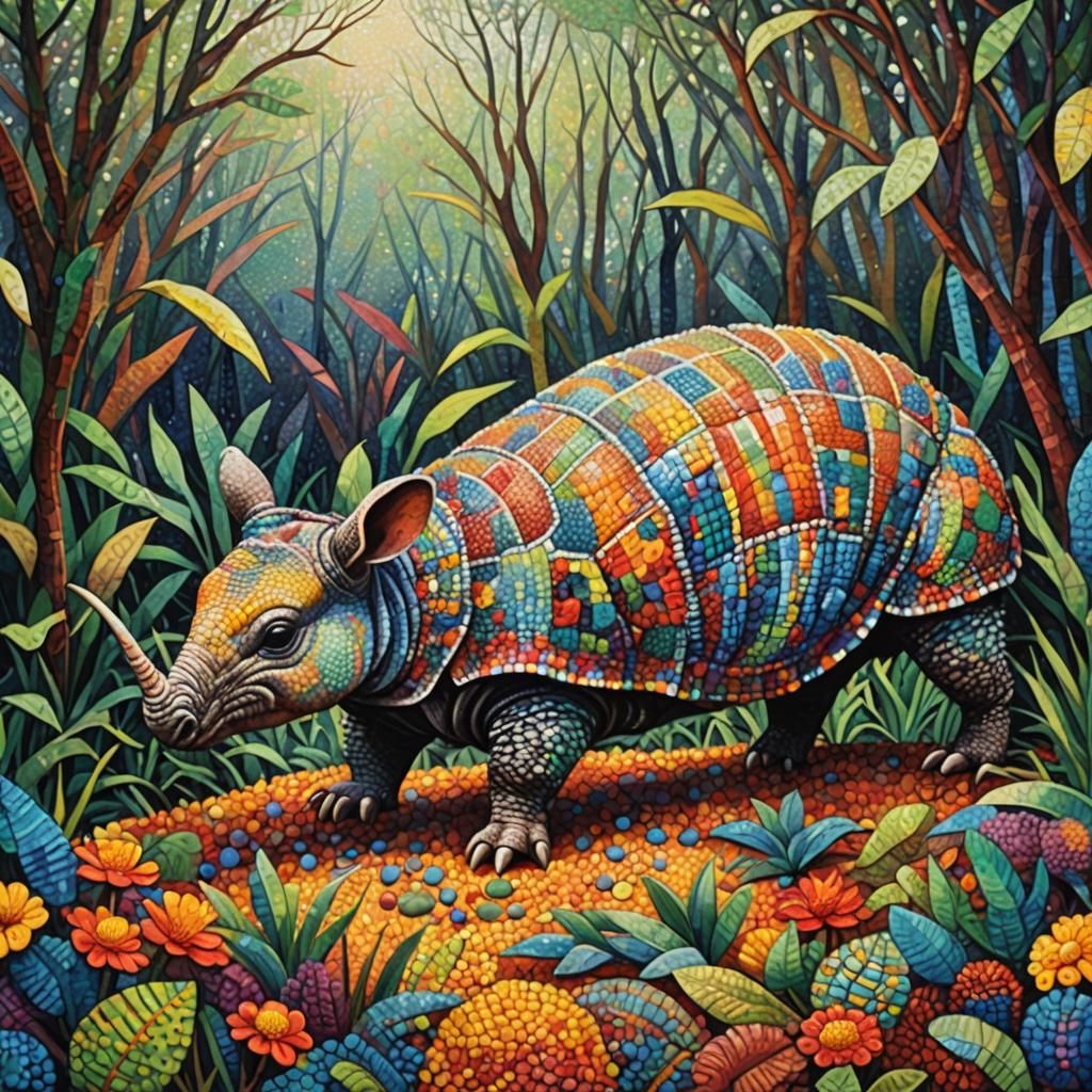 Pointillism Art - Armadillo - AI Generated Artwork - NightCafe Creator
