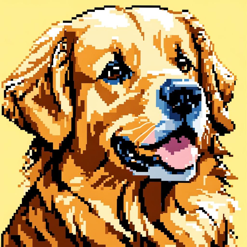 Golden retriever in pixels - AI Generated Artwork - NightCafe Creator