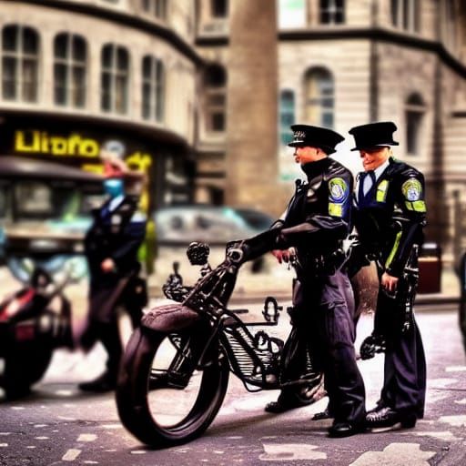 Steampunk police patrol modern london - AI Generated Artwork ...