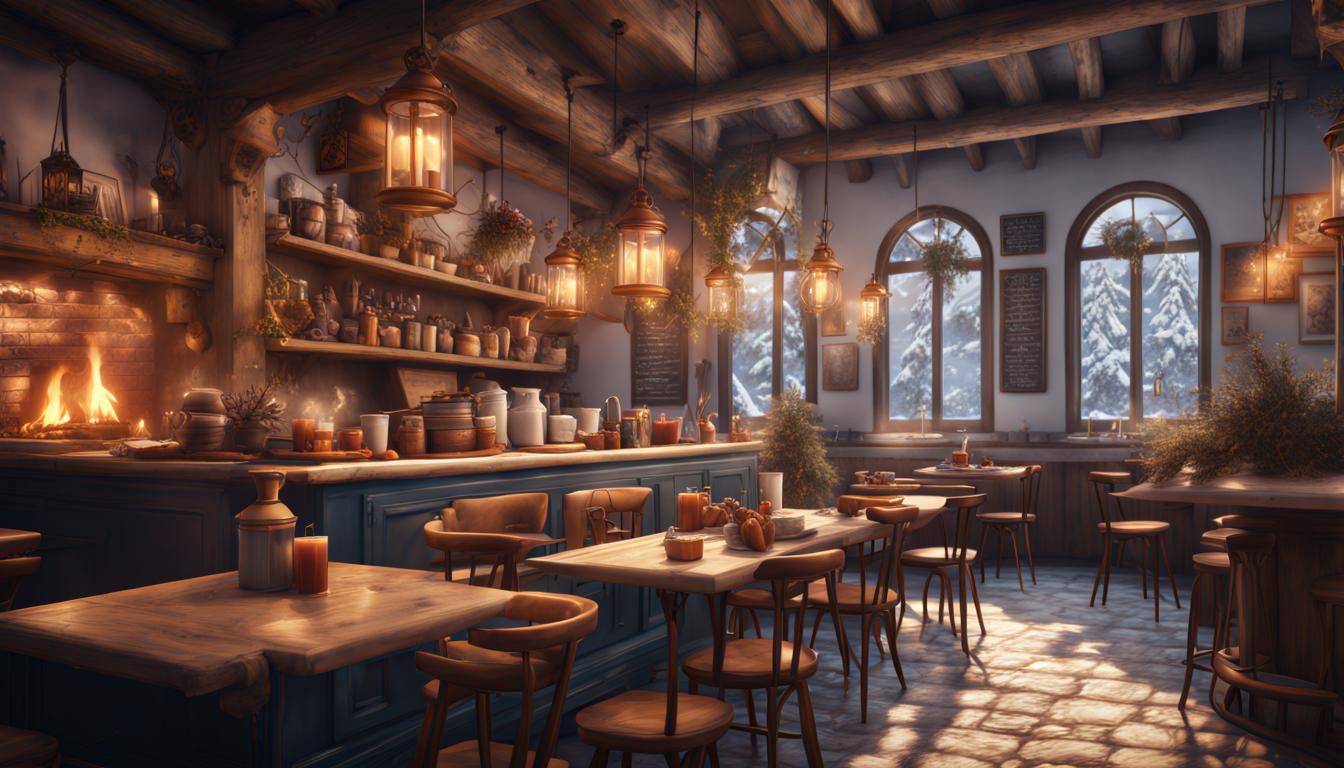 winter cafe - AI Generated Artwork - NightCafe Creator