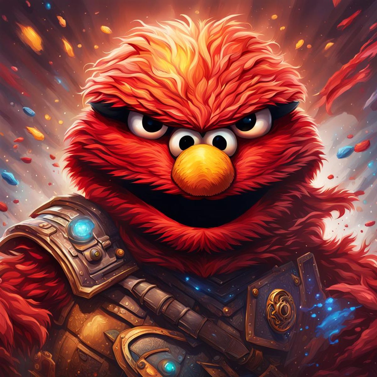Elmo Evolved to Battle Our Problems - AI Generated Artwork - NightCafe Creator