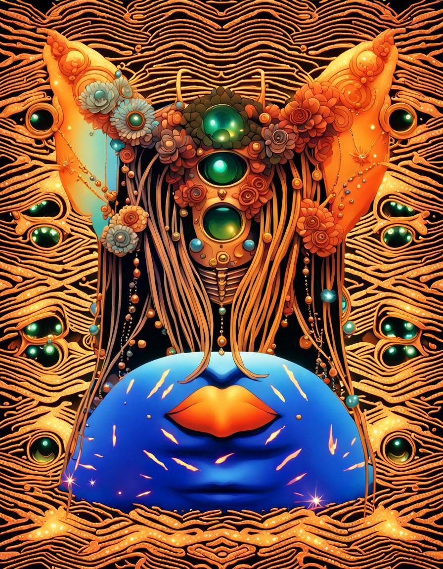 face in the center steampunk dreadlocks pretty face lots of beads ...