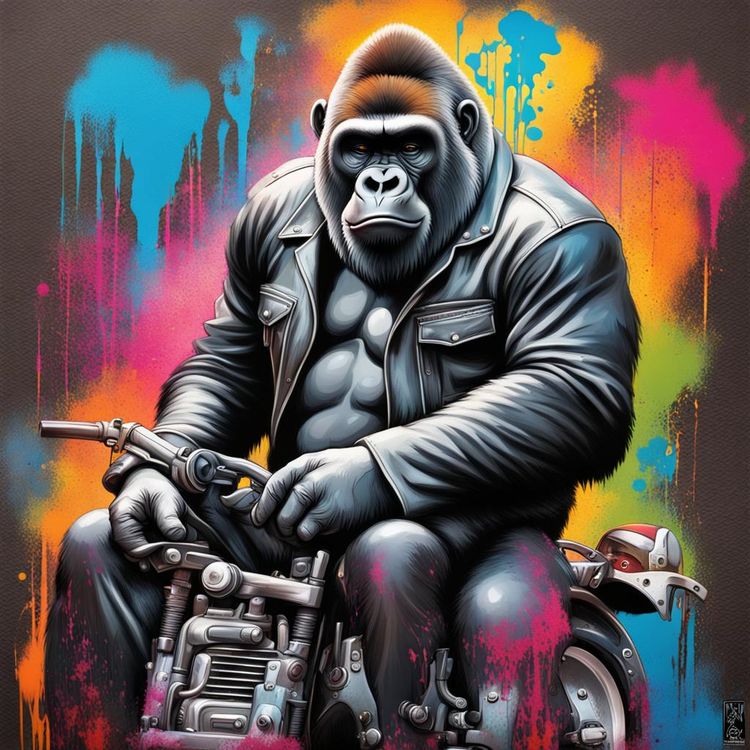 Silverback gorillas in leathers, biker gang - AI Generated Artwork ...