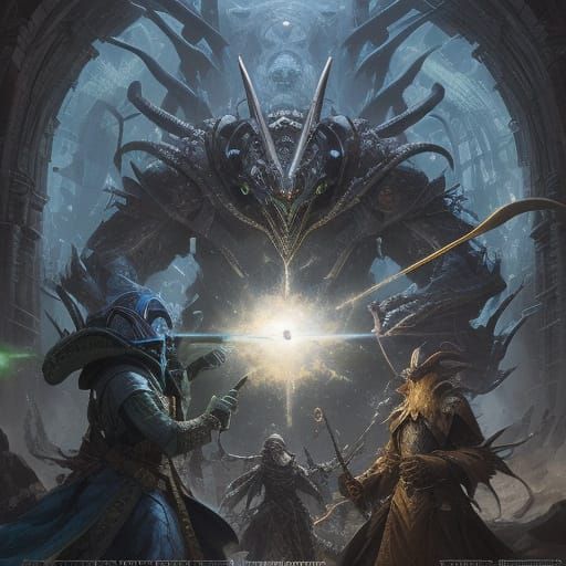 Epic Battle of Aliens and Wizards in Dark Fantasy ... - AI Art