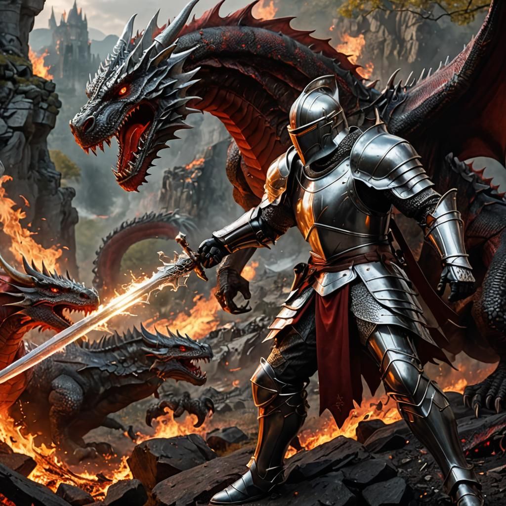 Knight and dragons - AI Generated Artwork - NightCafe Creator