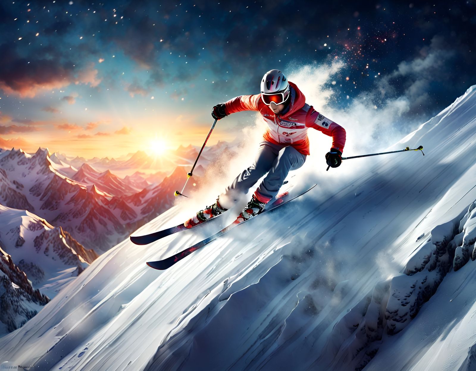 Skiing - AI Generated Artwork - NightCafe Creator