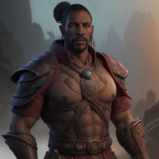 Redguard male; WIP elder scrolls redguard, portrait - AI Generated ...