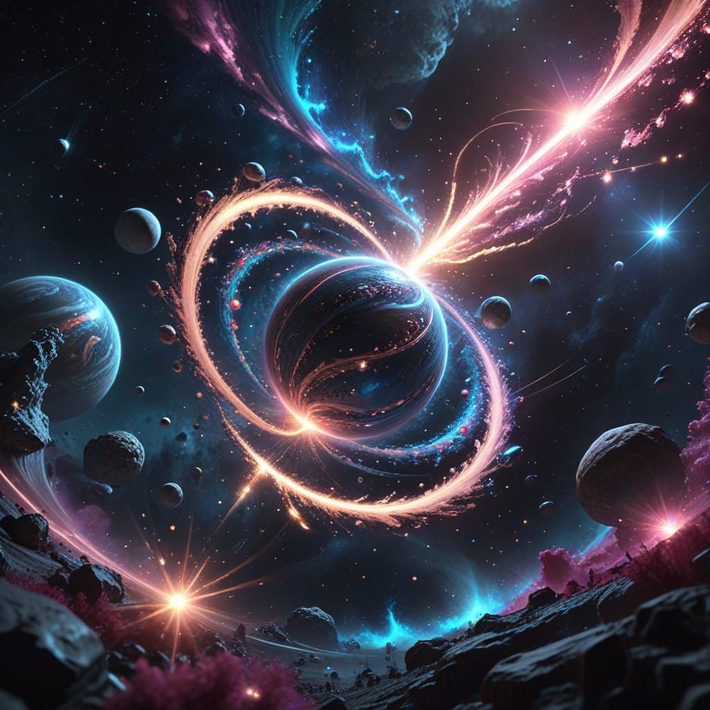 Pink blue and gray Spirals spinning in the ethereal Cosmos with ...