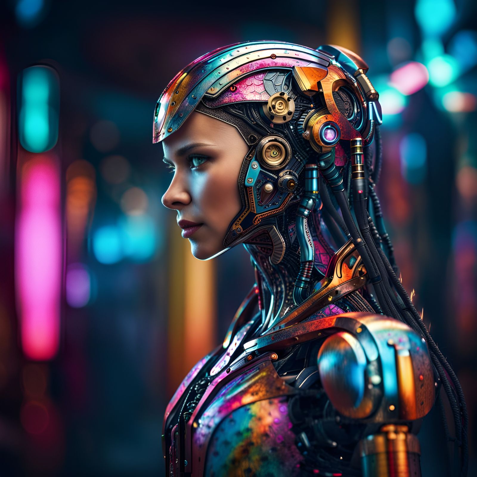 Beautiful Female robot - AI Generated Artwork - NightCafe Creator