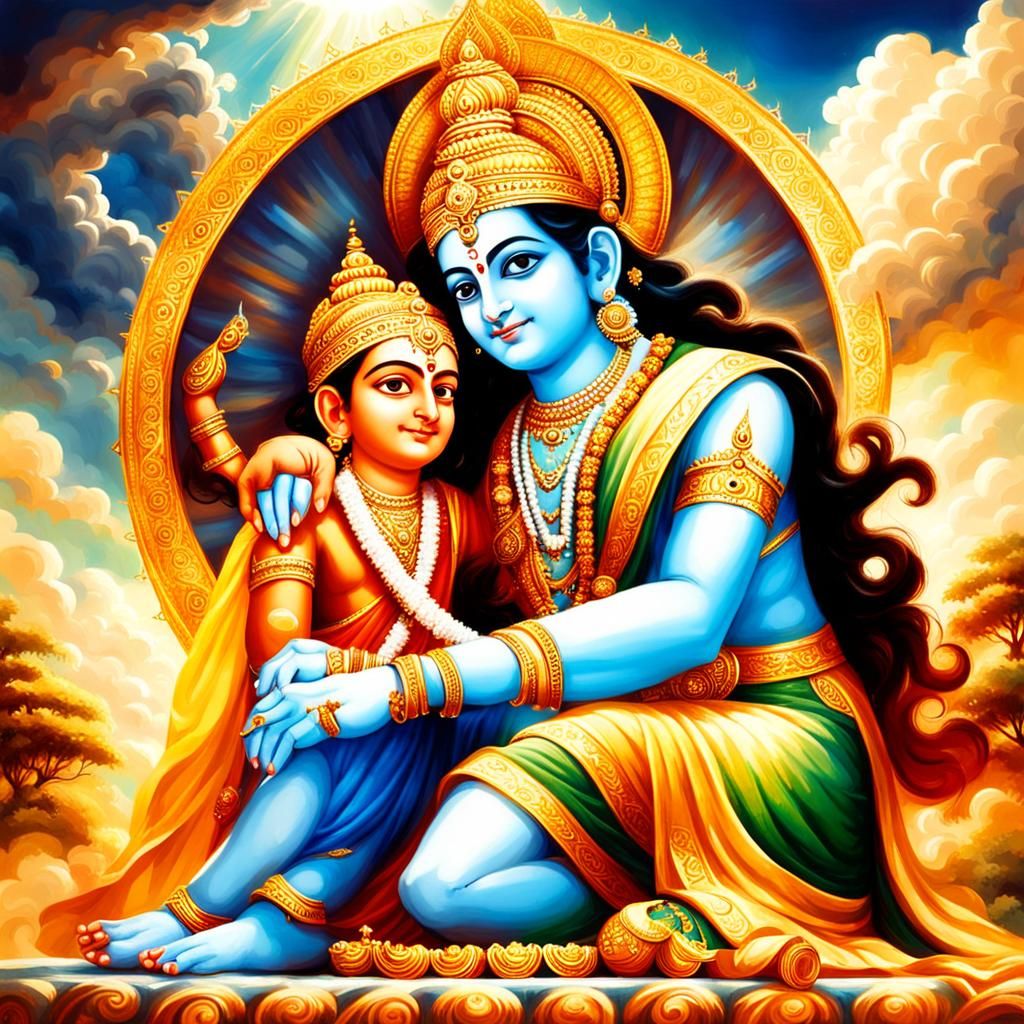 Rama hugging his brother Lakshman - AI Generated Artwork - NightCafe ...