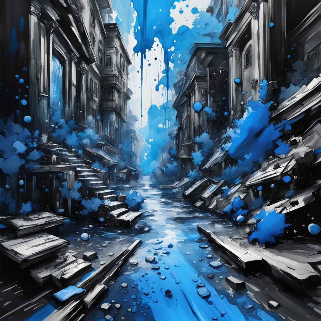 Blue ZENTRY!!!", negative black and white Speedpaint with large brush ...