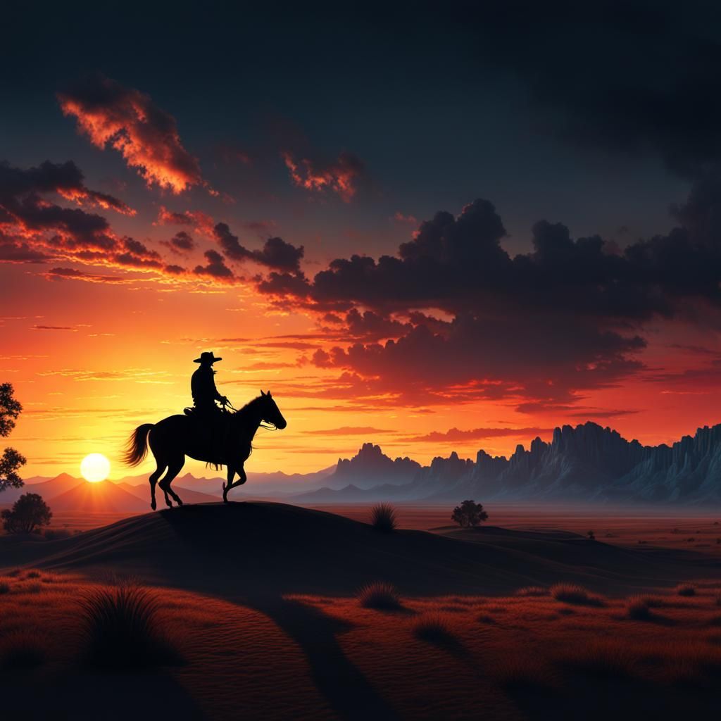 Riding into the sunset - AI Generated Artwork - NightCafe Creator