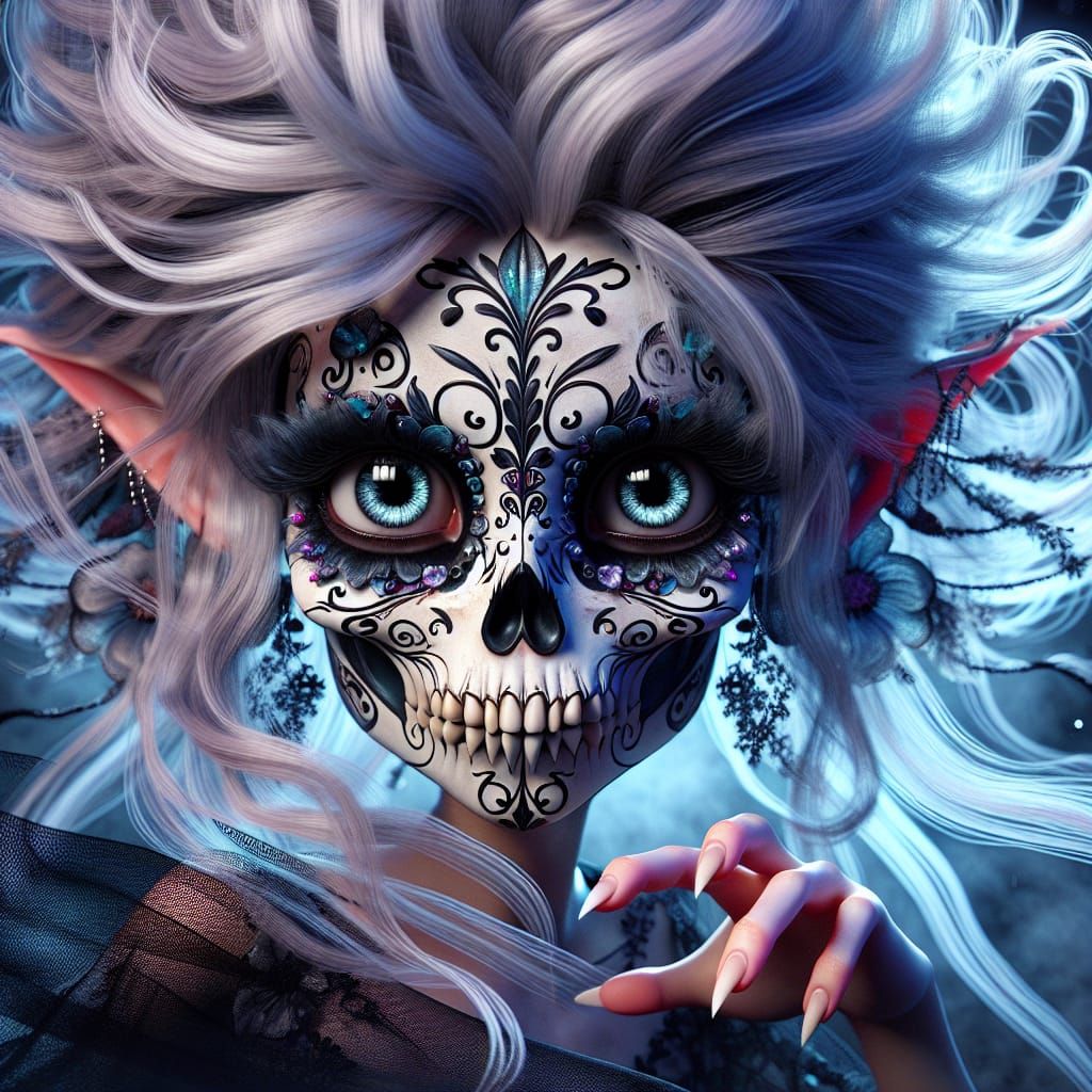 Sugar Skull Pixie - AI Generated Artwork - NightCafe Creator