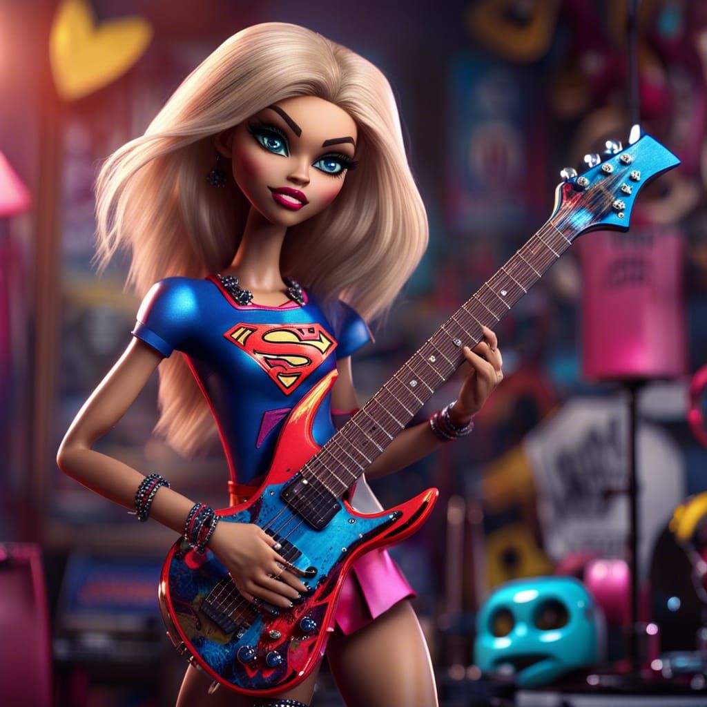 Supergirl as monster high doll mixed with bratz rockstar rocking it out ...