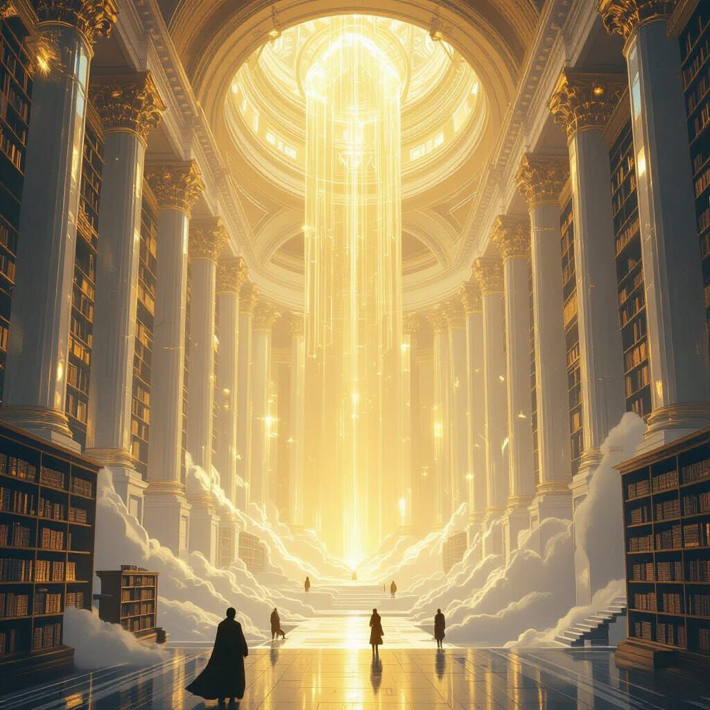 Ethereal Celestial Library in the Heavens - AI Art