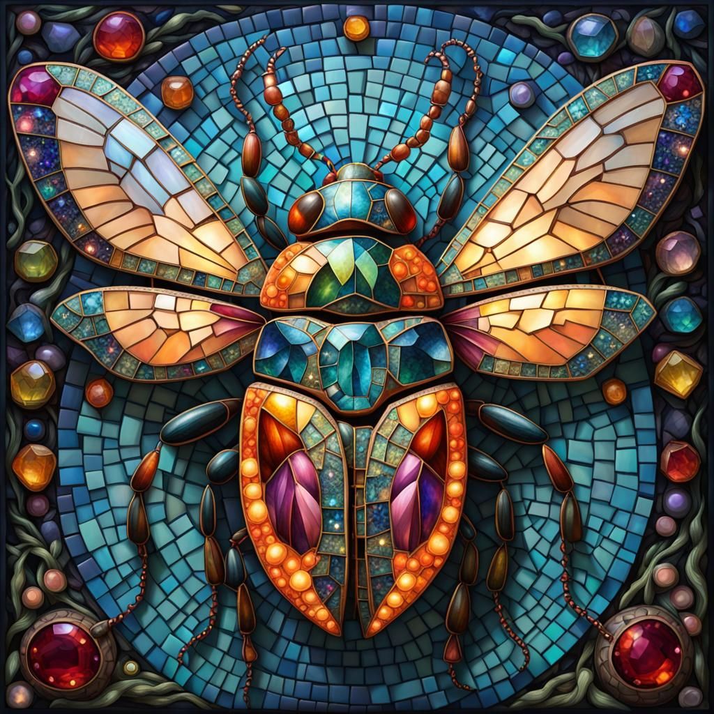 Celestial Mosaic Convergence fantastical colorful electrified glowing ...