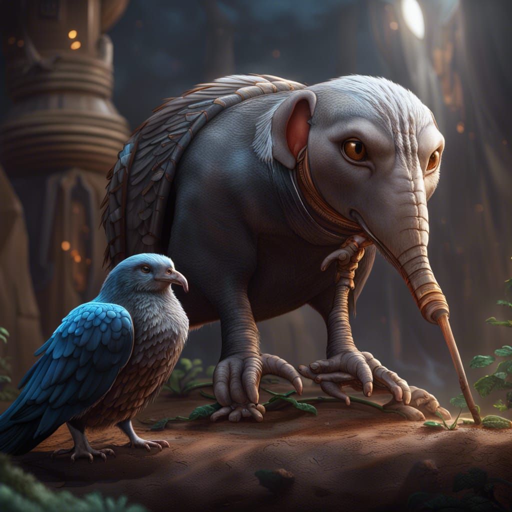 elephant mole rat and falcon hybrid with the base of a falcon - AI ...