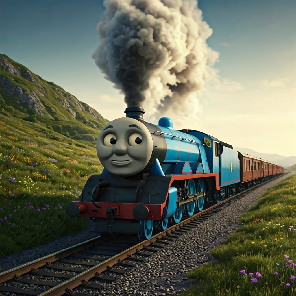 Thomas the train - Majestic Thomas Chugs Along a Misty Moun...