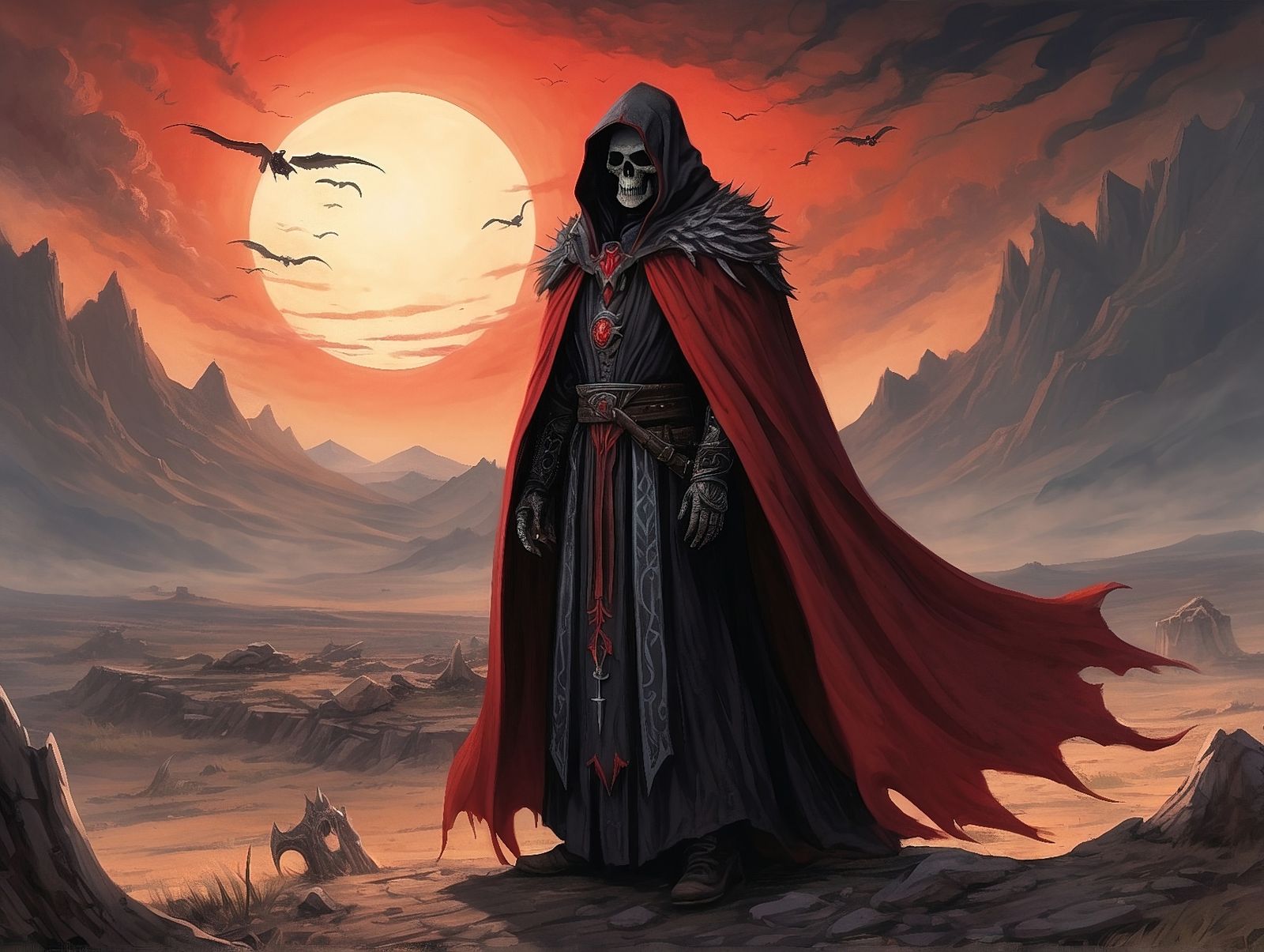 Necromancer in an epic landscape - AI Generated Artwork - NightCafe Creator