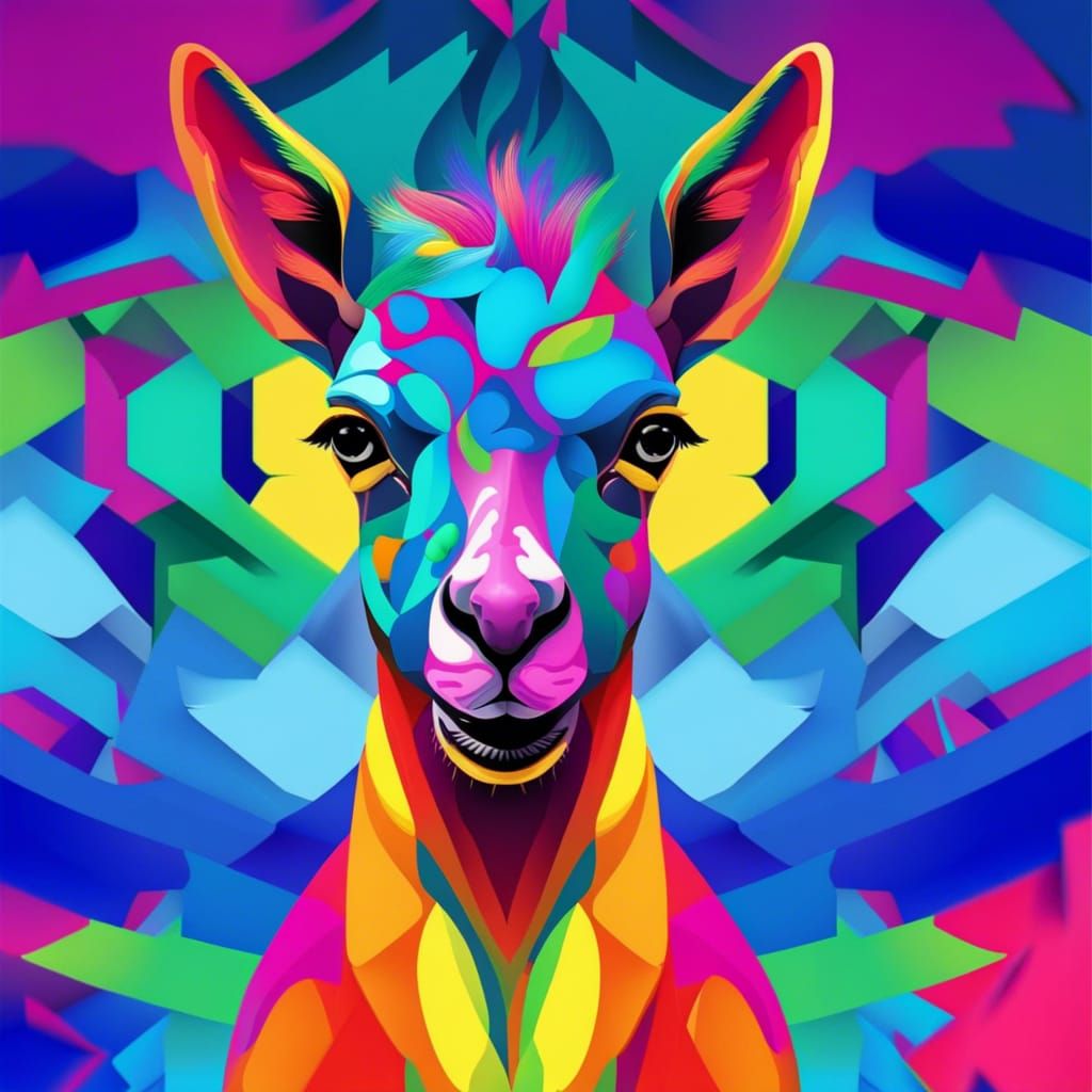 Green Lama painter, pop art, splash screen art, triadic colors, digital ...