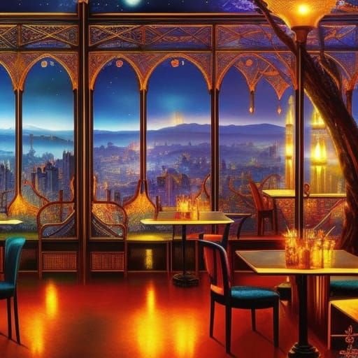 cafe window - AI Generated Artwork - NightCafe Creator
