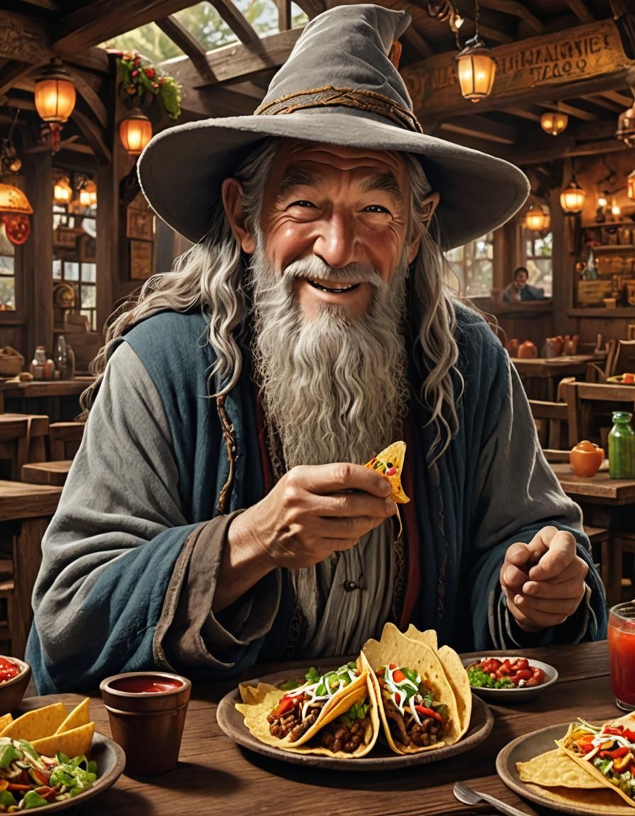 Gandalf enjoying some Mexican food - AI Generated Artwork - NightCafe ...