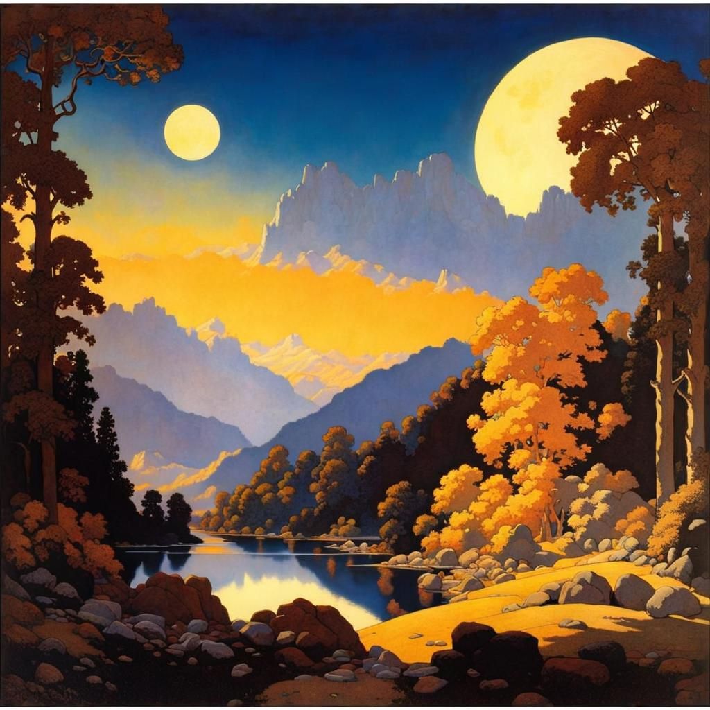 Maxfield Parrish "Morning On Another World" - AI Generated Artwork ...