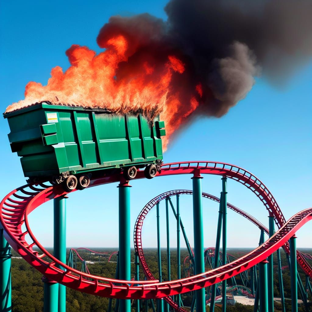 dumpster fire ((on a rollercoaster)) - AI Generated Artwork - NightCafe ...