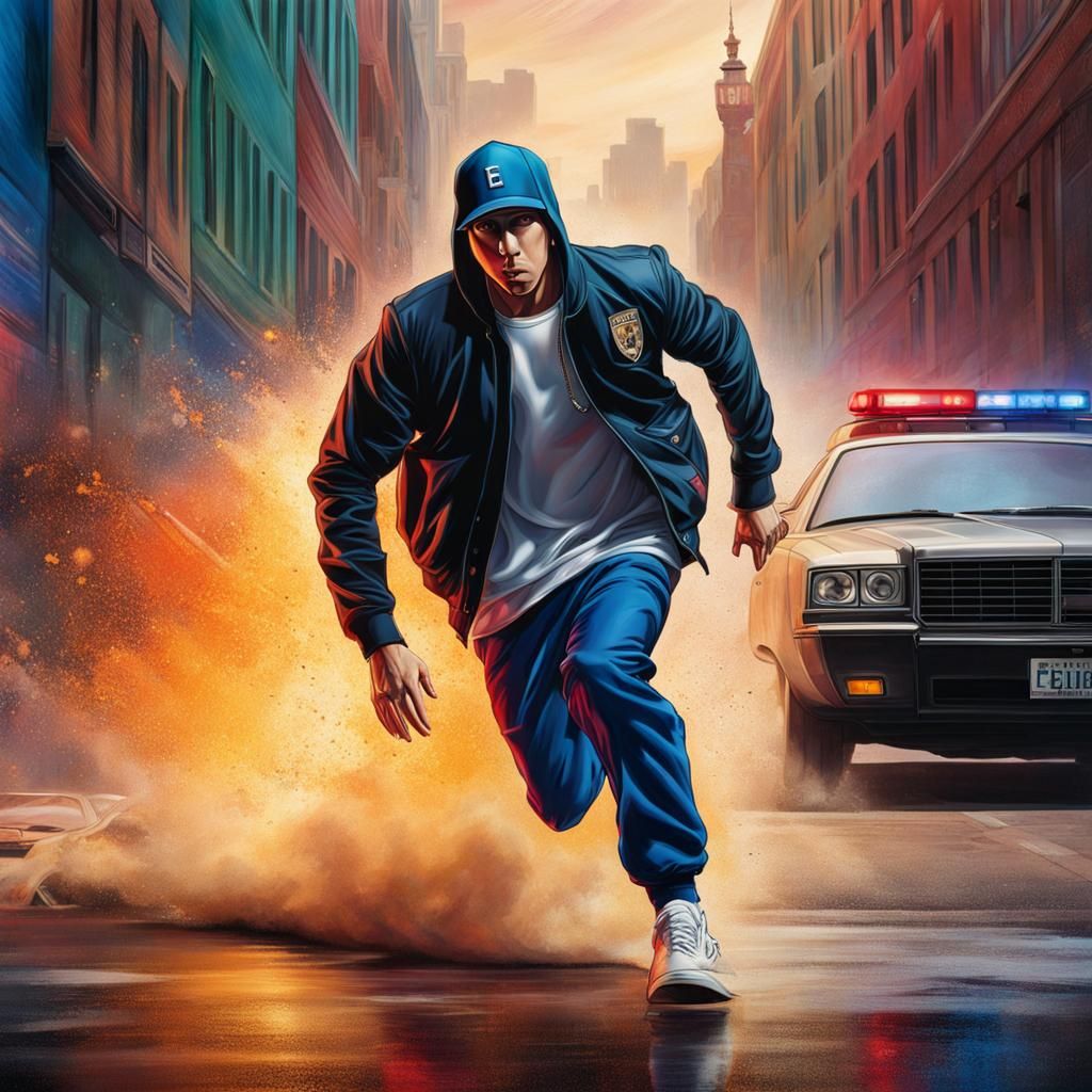 Eminem running from the police - AI Generated Artwork - NightCafe Creator