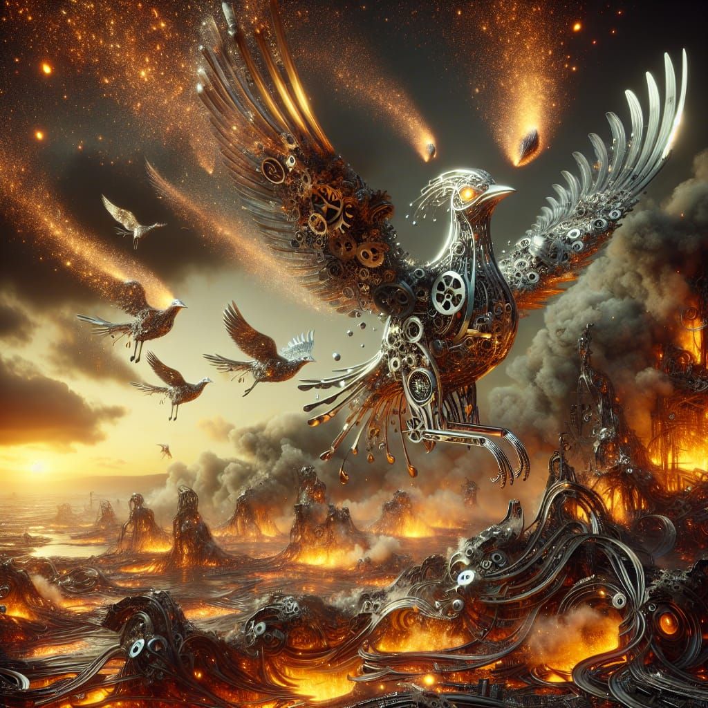 Birds fleeing an apocalypse - Birds fleeing an apocalypse