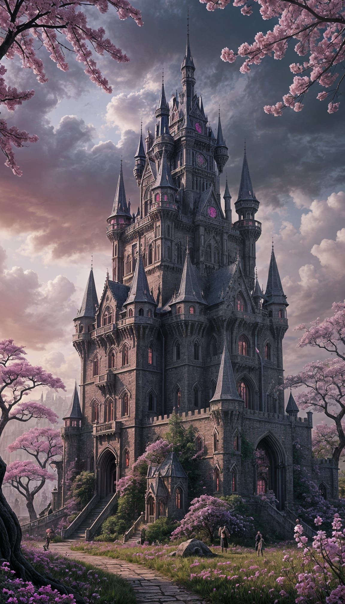 Sakura Steam Punk Castle - Surreal Steampunk Castle Under S...