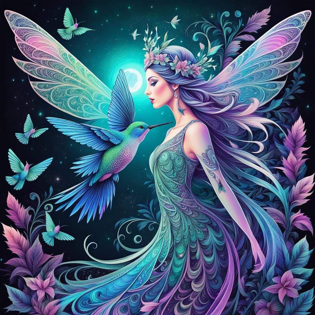 Hummingbird Fairy - AI Generated Artwork - NightCafe Creator