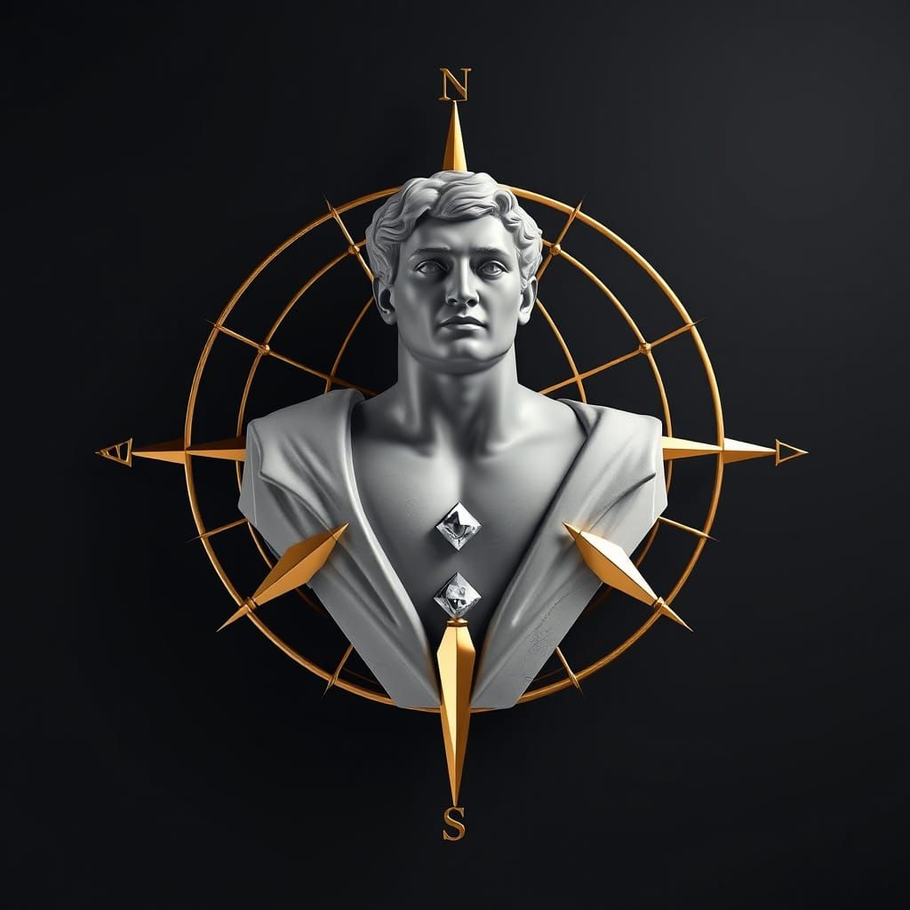 Luxurious 3D Compass Logo with Intricate Globe and... - AI Art