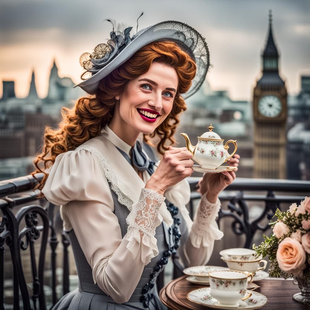 Edwardian London rooftop tea party (series) - AI Generated Artwork ...