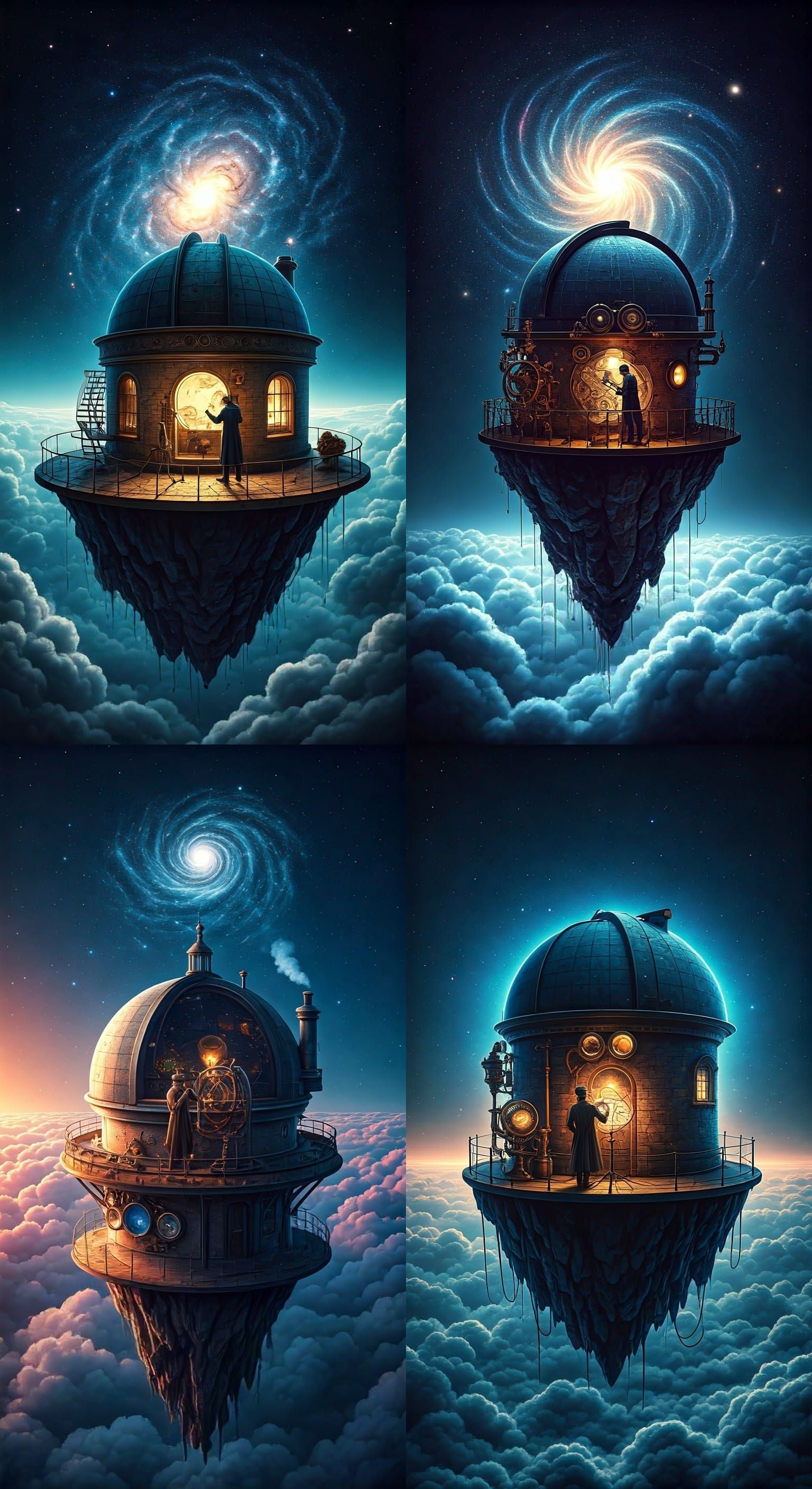 Celestial Cartographer in Steampunk Observatory on... - AI Art