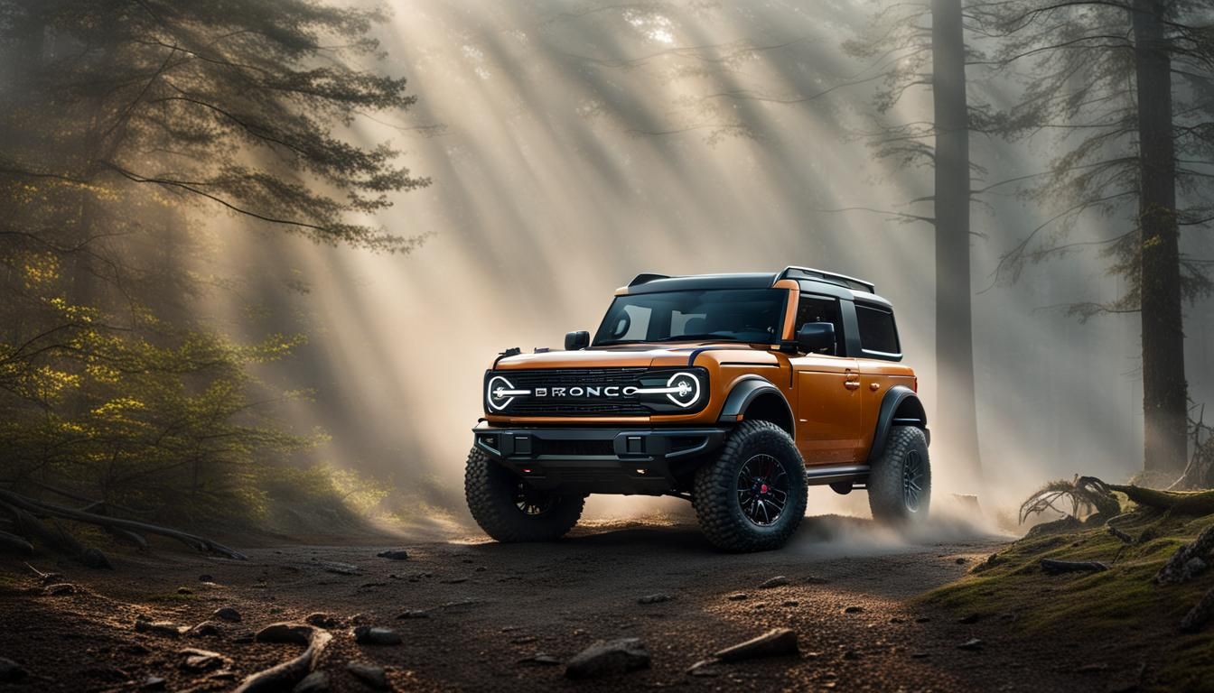 2023 Ford Bronco driving through misty woods - AI Generated Artwork ...