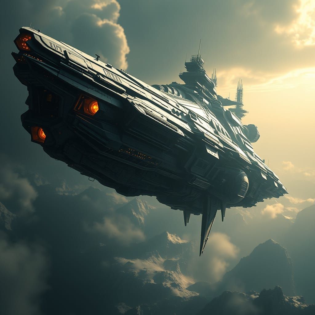 Epic Narada Alien Warship Destroyer in Cinematic D... - AI Art