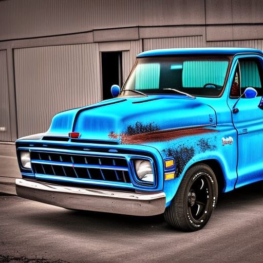 Rusty 1971 Chevy C-10 stepside pickup project truck - AI Generated ...
