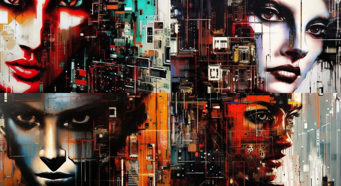 hyperrealistic portrait of a computer cyberpunk robot with comics look ...