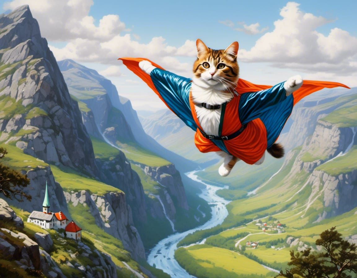 Wingsuit Cat - AI Generated Artwork - NightCafe Creator