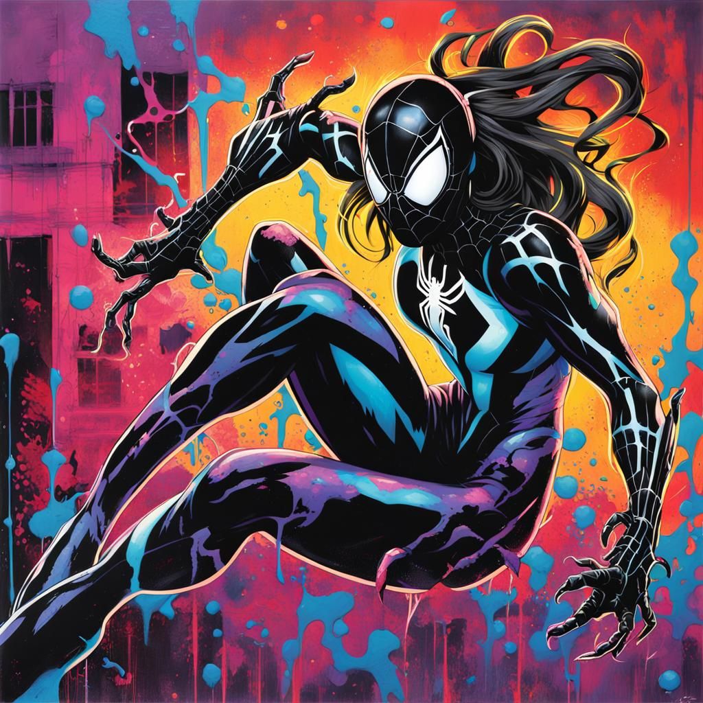 Venomized Spider-Woman - AI Generated Artwork - NightCafe Creator